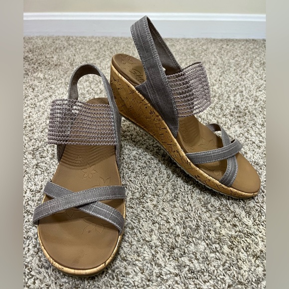 Skechers | Shoes | Skechers Beverlee High Tea Wedge Sandals Size 1 ...